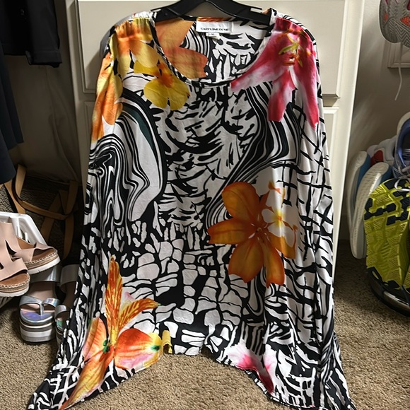 Caroline Rose | Tops | Absolutely Stunning Silky Tunic Vibrant Colors ...